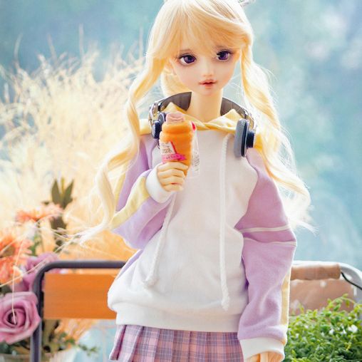 [SDG]Pastel colouring hood T-shirt(Purple yellow)（SD Girl・SD13 Girl ...