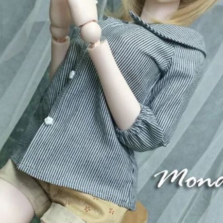 Cold Shoulder Loose Trendy T-Shirt for Girls - ONT130857 - Black & White Stripe（DD・SD Girl）｜DOLK ...