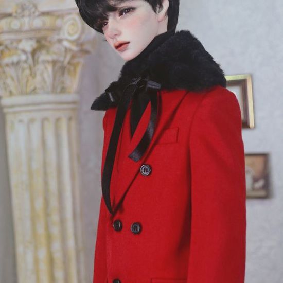 【期間限定】Overfit Coat-Double Breasted Red +Fur Collar Short(Black) -70cm ...