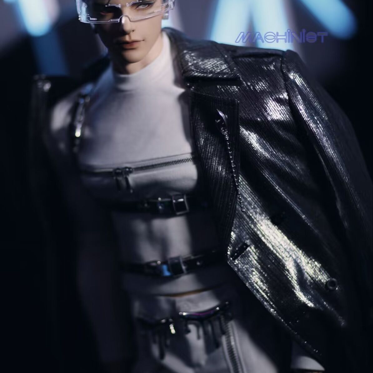Mechanic Cyberpunk Trench Coat Set(Black Silver)+Blue Suspenders-SD13 （SD13 Boy）｜DOLK（ドルク）