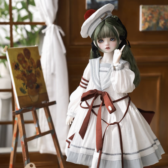 【期間限定】セーラー服風スカートドレス: ホワイト（30cm,YoSD対応） （YoSD）｜DOLK（ドルク）