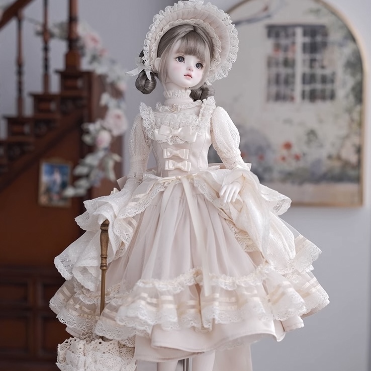 ヨーロピアンフリルドレスセット：シャンパン（40cm,MSD,MDD対応）（MiniDD）｜DOLK（ドルク）