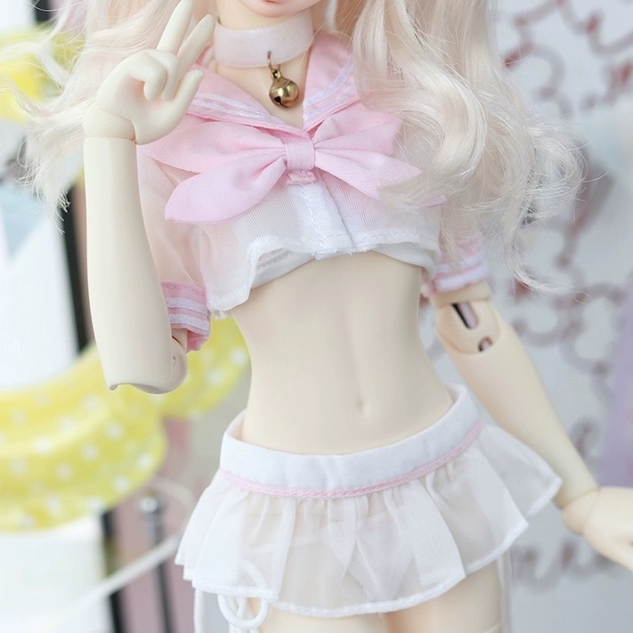 ミニ丈セーラー水着セット：ピンク（40cm,MSD,MDD対応）（MiniDD）｜DOLK（ドルク）