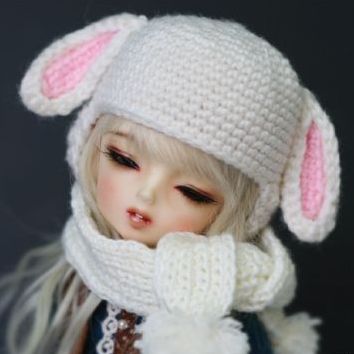 OFE0401WH (Knit hat White-rabbit E)（YoSD）｜DOLK（ドルク）